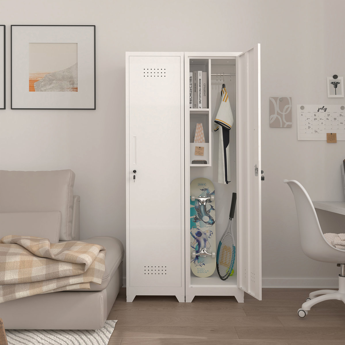 Wrought Studio™ Broom Closet Storage Cabinet,slim Utility Cabinets With Doors,tall Metal Storage ...